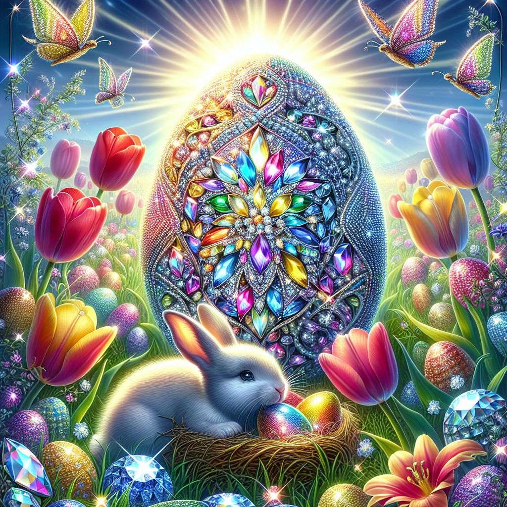 Easter egg with diamonds - online puzzle
