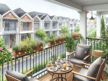 Un balcón redondo clásico con balaustrada - rompecabezas en línea