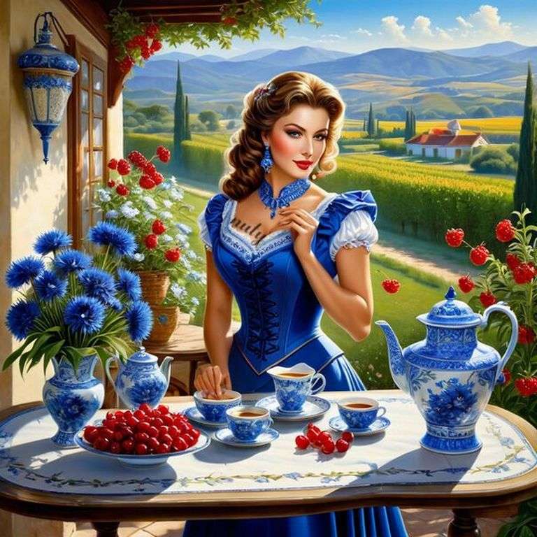La belle dame à la robe bleue - puzzle en ligne
