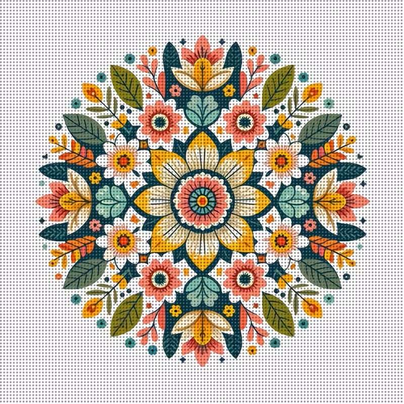 folk floral pattern - online puzzle