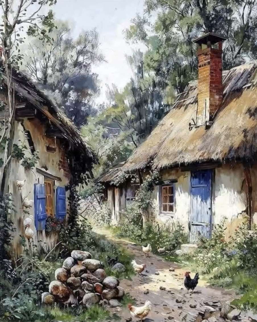 A chicken scene. - online puzzle