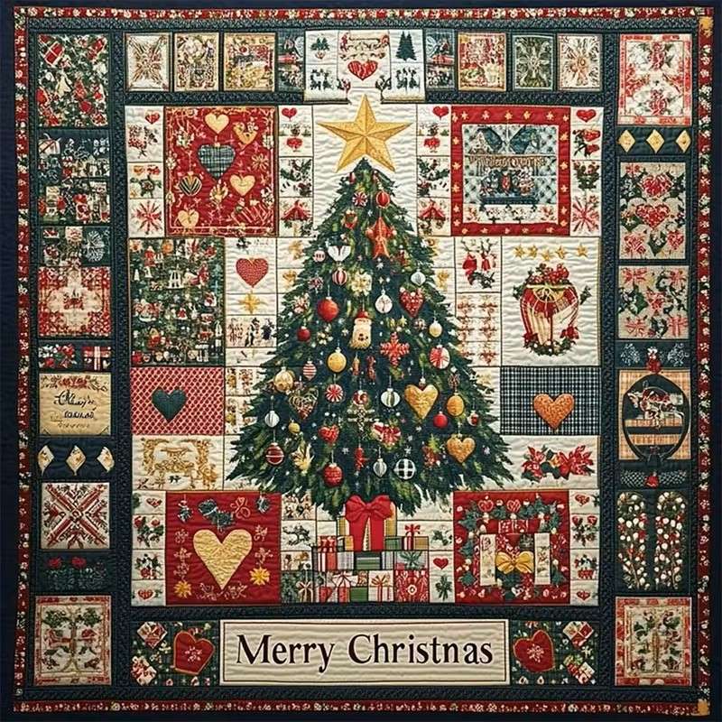 patchworkowa choinka - puzzle online