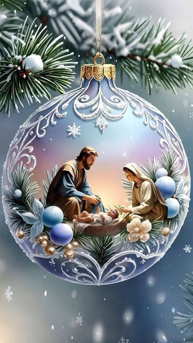 Nativity enclosed in a Christmas bubble - online puzzle