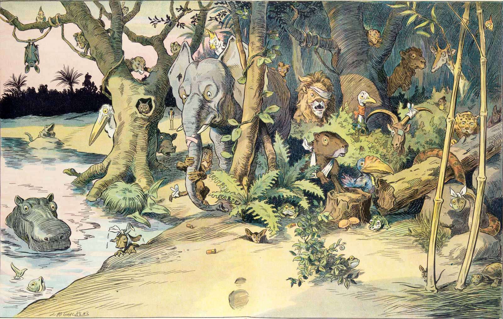 Glackens LM - 1910 - Jungle hidden object picture - online puzzle