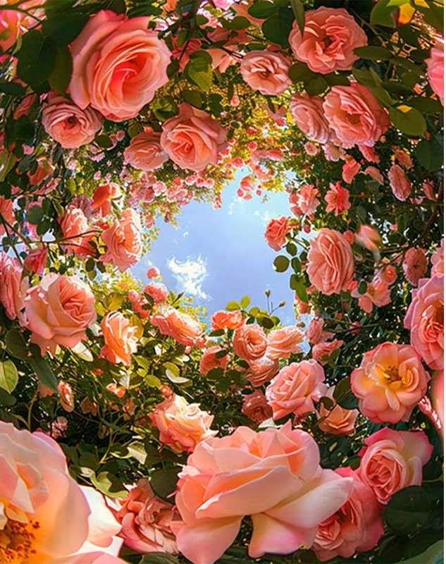 blue sky among flowers - online puzzle