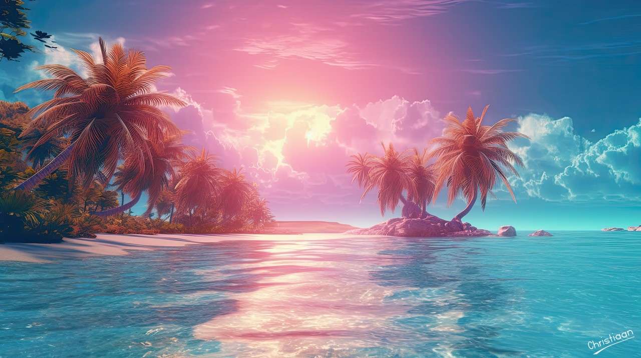 Ai erzeugt, Tropische Insel, Ozean. - Online-Puzzle