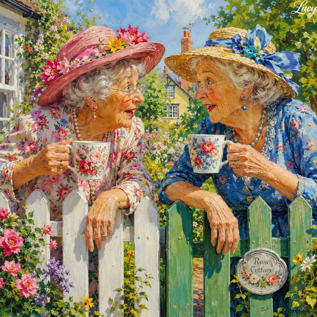 Garden gossip in the village garden - online puzzle