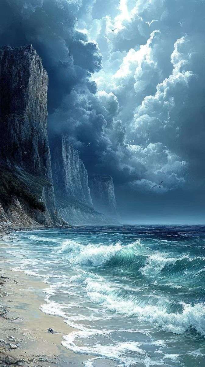 stormy sky on a stormy sea - online puzzle