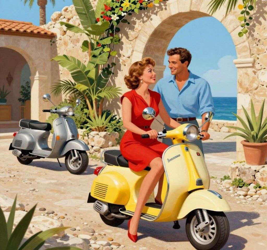 Sunny Mediterranean setting by the sea - online puzzle