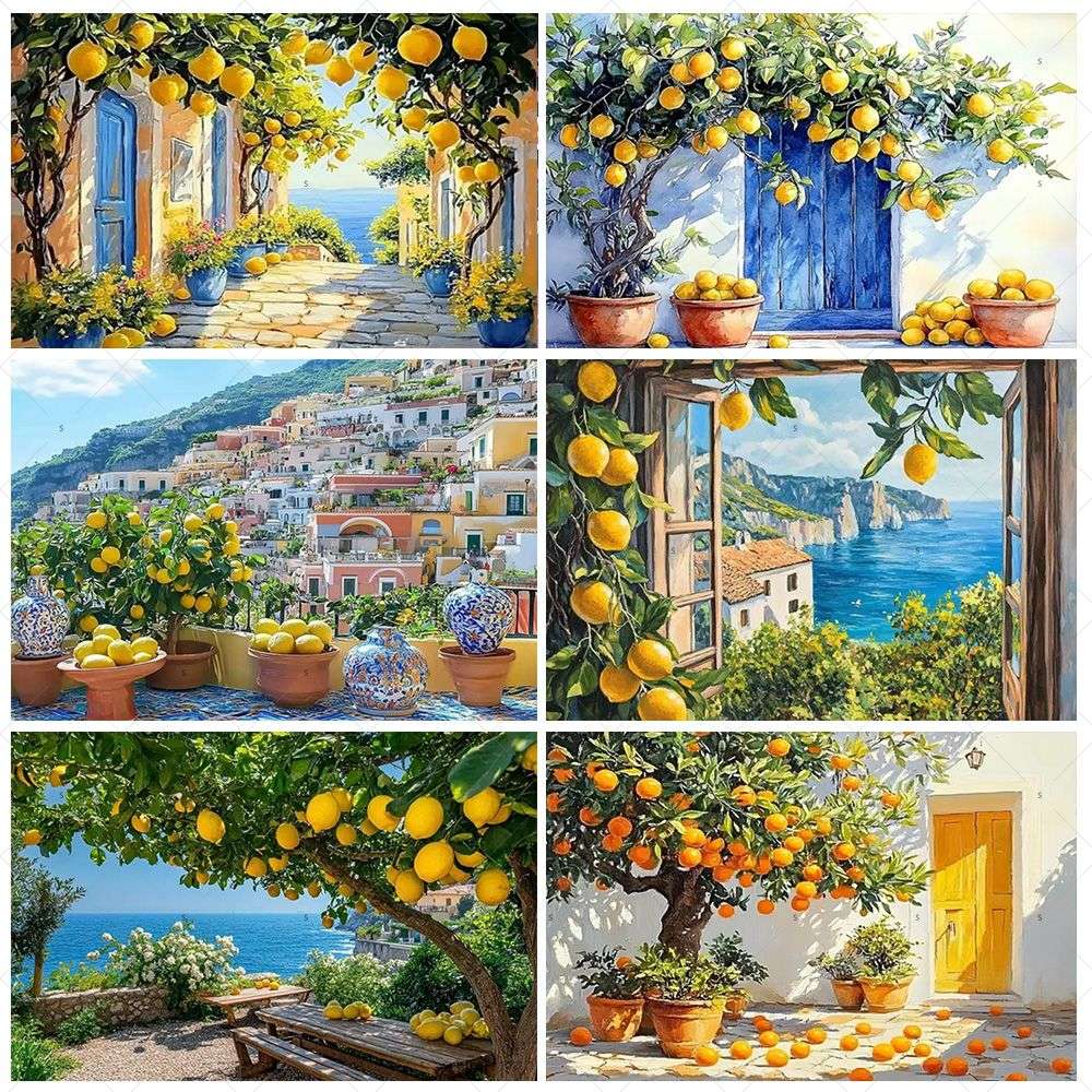 Mediterranean landscapes with lemon trees - online puzzle