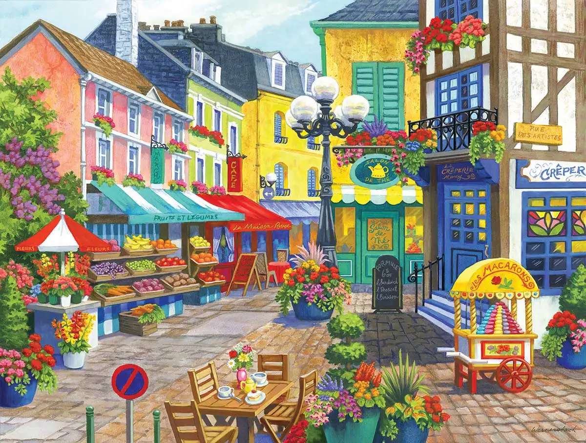 Magazin de legume cu flori in piata - puzzle online