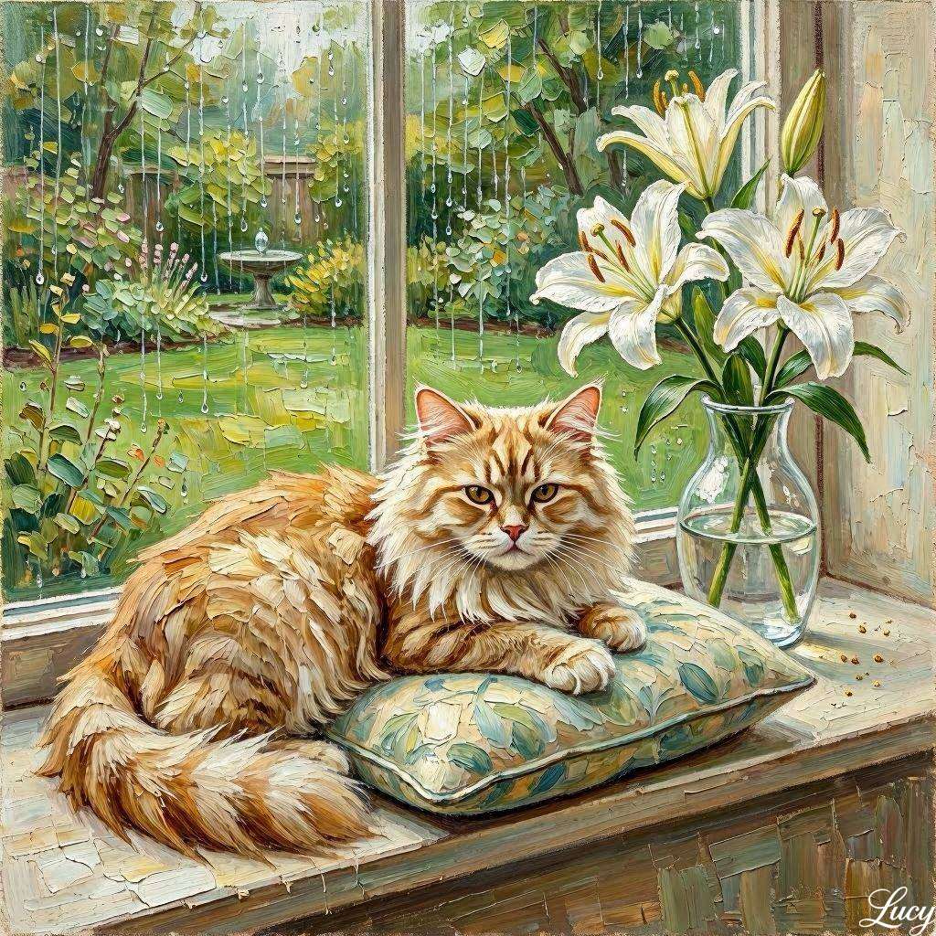 Katze liegt auf einem Kissen - Online-Puzzle