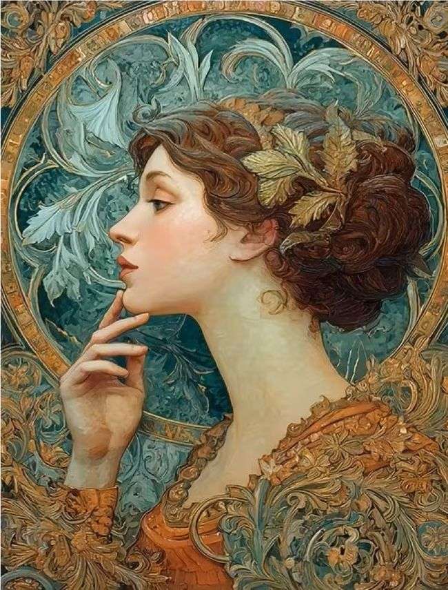 portrait of a lady in art deco style - online puzzle