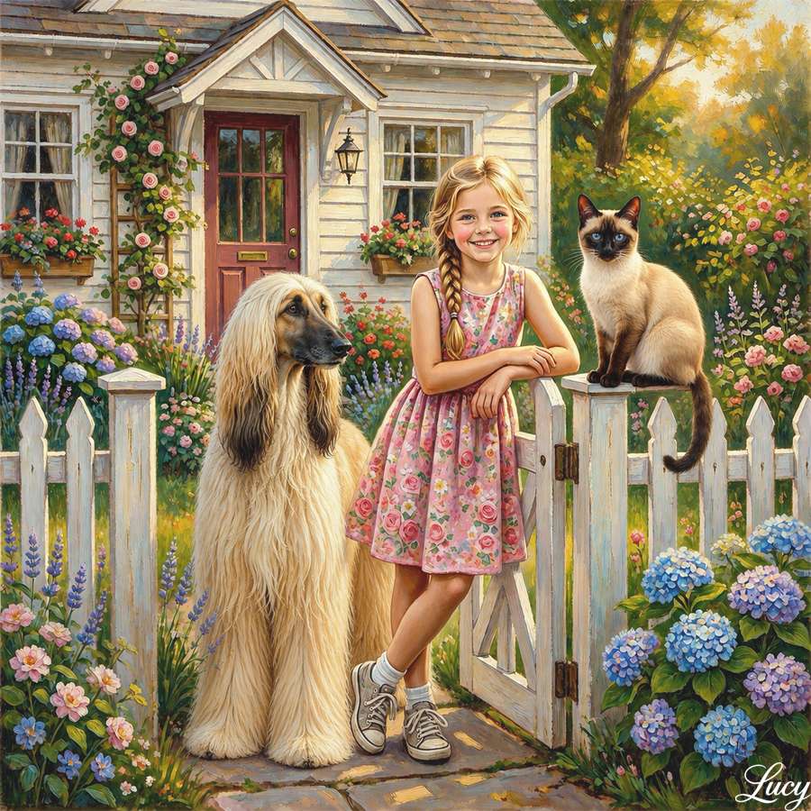 A sunny day in a cottage garden - online puzzle