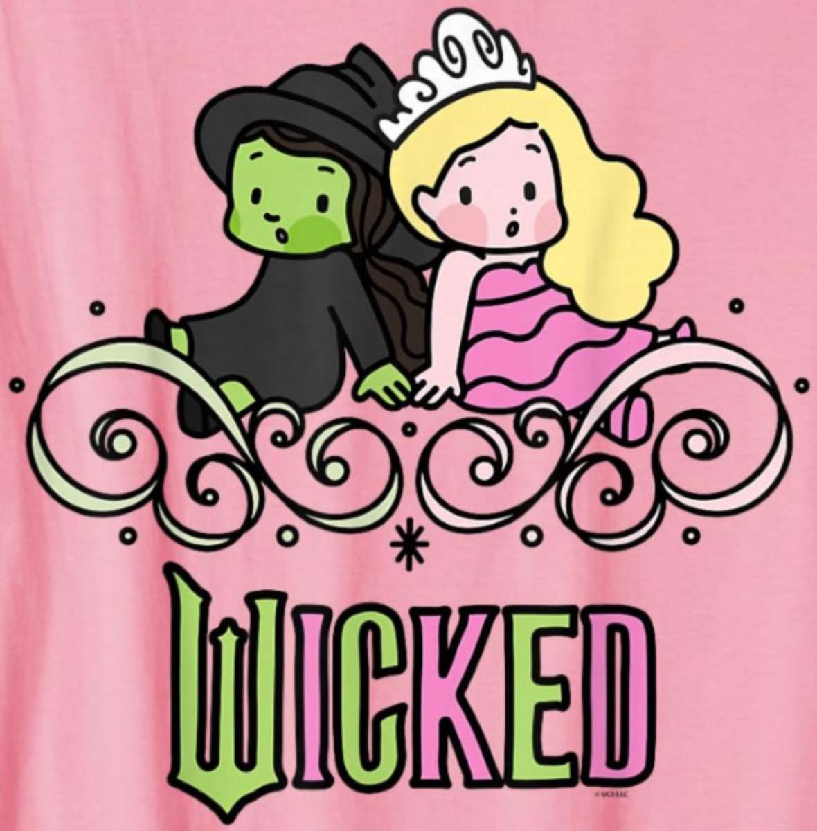 Elphaba et Glinda ensemble dans un style de dessin animé ludique ...